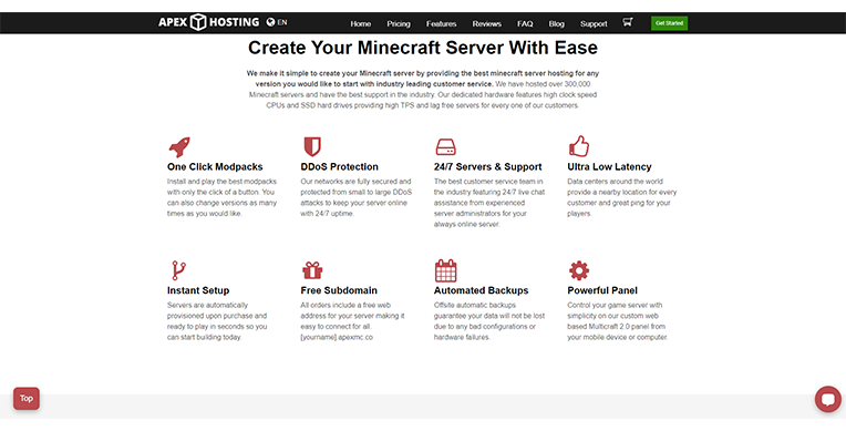 Apex Hosting - Instant Minecraft Hosting Setup With Low Latency